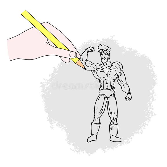 Hand draw man stock vector. Illustration of pencil, creative - 243615819