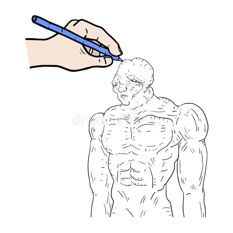 Hand drawing a mutant man stock vector. Illustration of draw - 99976144