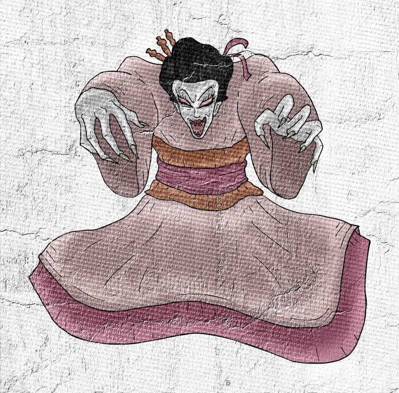 Horror geisha stock illustration. Illustration of puppet - 141288501