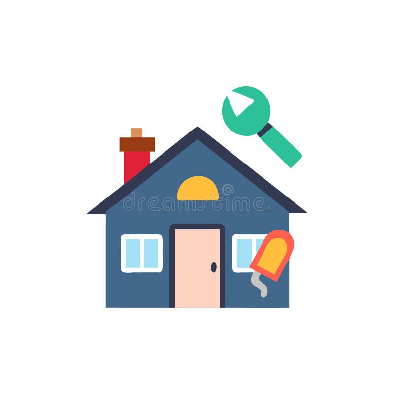 Creative Fixer Upper Home Design Icon Stock Illustration - Illustration ...