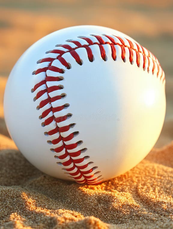 A Creative Design Image is Formed by a Baseball at Rest on a Sandy ...
