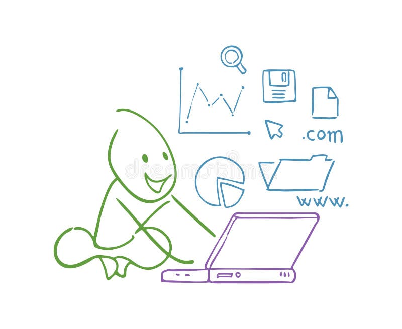 Internet worker draw stock vector. Illustration of manager - 165176831