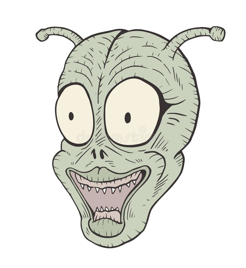 Mad alien face draw stock vector. Illustration of design - 309082063