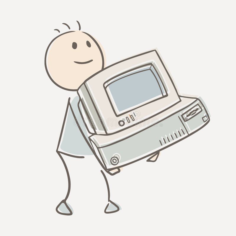 Man carrying computer stock vector. Illustration of frame - 160606136