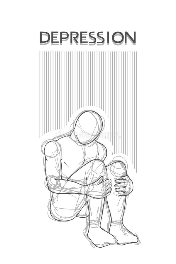 Creative Design of Man with Depression Illustration Stock Vector ...