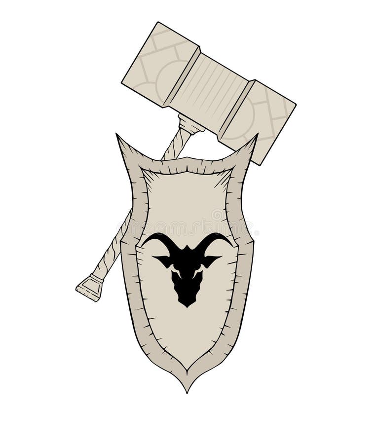 Medieval hummer and shield stock vector. Illustration of armor - 333201473