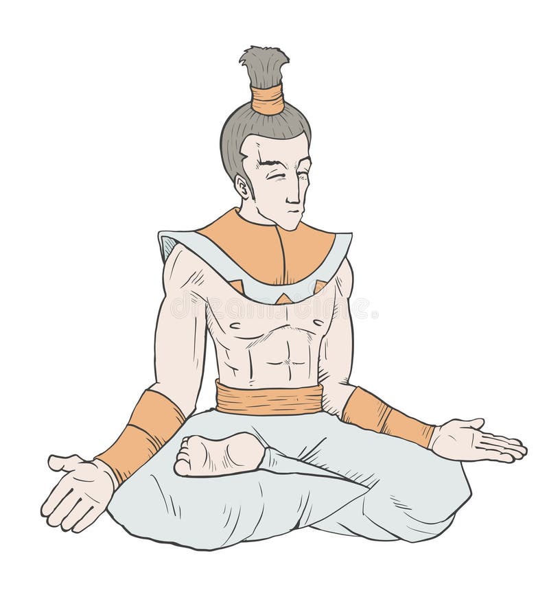 Meditation pose draw stock vector. Illustration of concentration ...