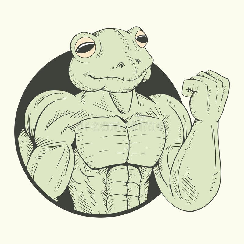 Muscle frog draw stock vector. Illustration of athletic - 303204700
