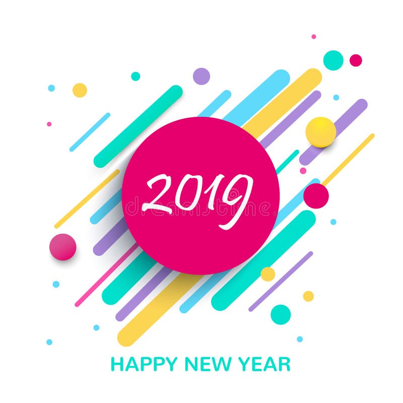 Creative Design of a New Year Card in 2019 on a Modern Background ...