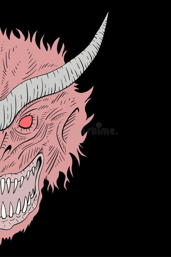 Nightmare Face Monster Draw Stock Vector - Illustration of horns ...