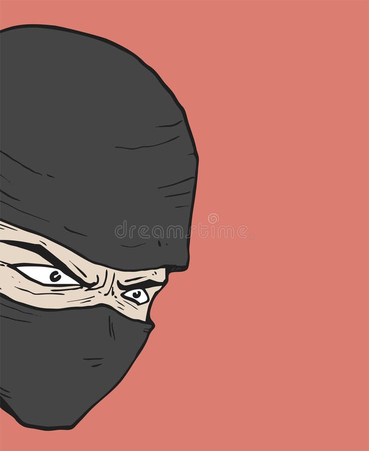 Ninja face draw stock vector. Illustration of shinobi - 298422821