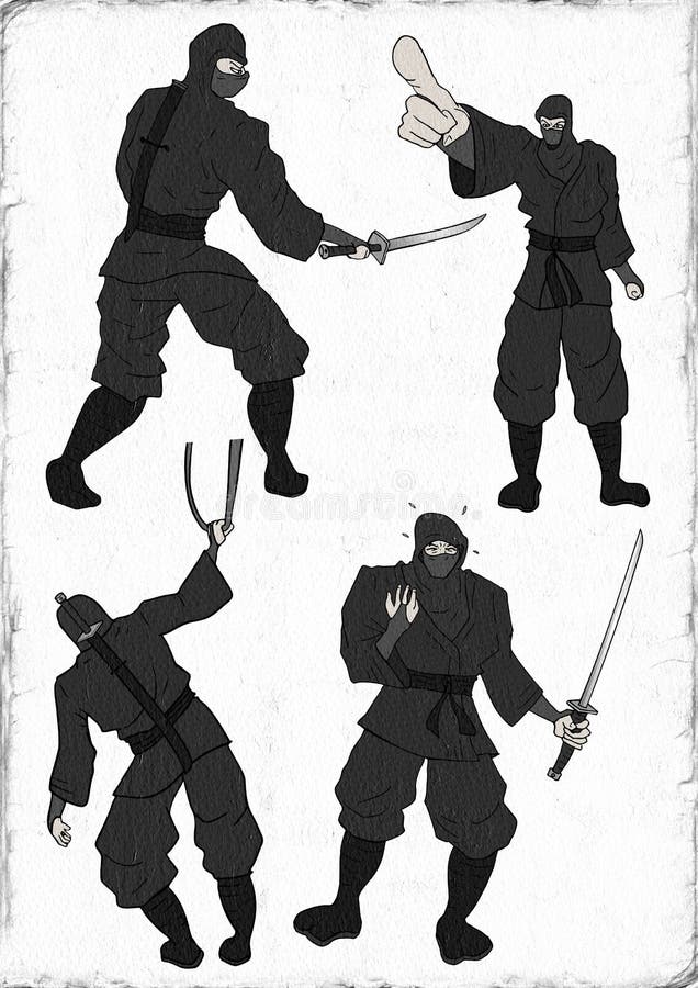 Ninja draw stock illustration. Illustration of person - 101770892