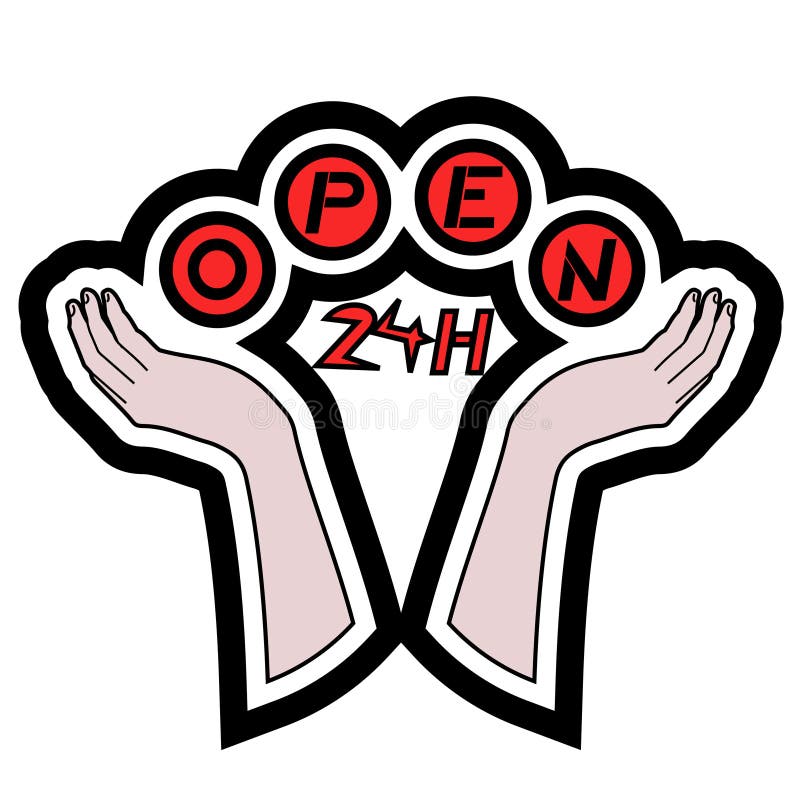 Open 24 hour stock vector. Illustration of thumb, circle - 259538392