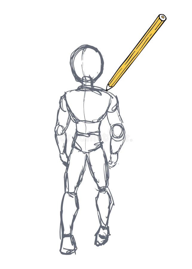Pencil draw reference body stock vector. Illustration of body - 352754863