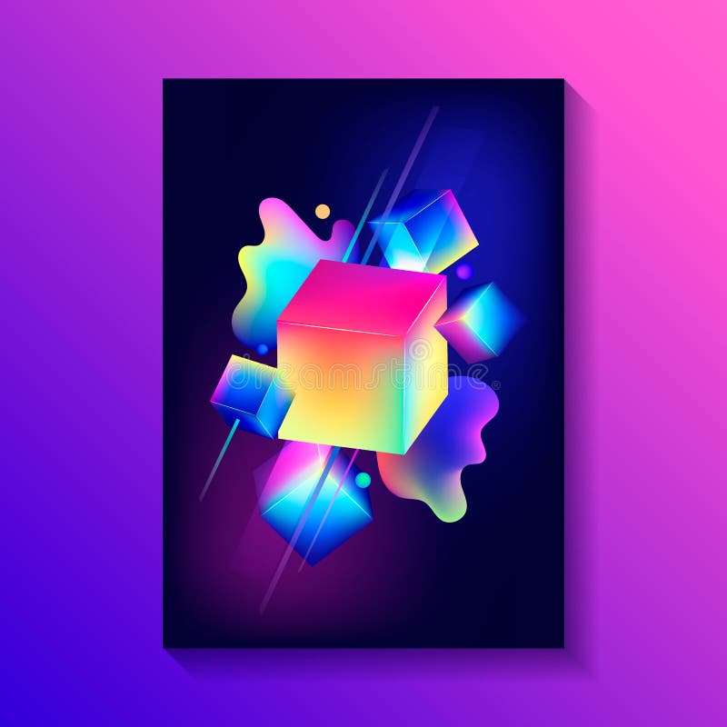 Creative Design Poster with Composition of 3d Cubes and Others Shapes ...