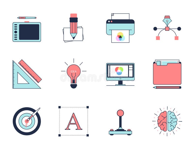 Creative Design Process Icons Stock Vector - Illustration of mind ...