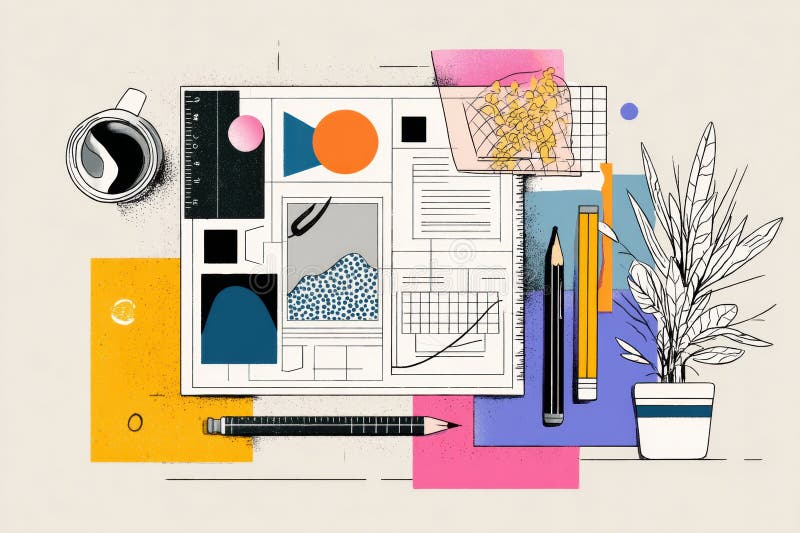 Creative Design Process Illustrated with Tools and Moodboard in a ...