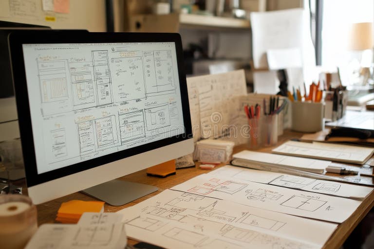 Creative Design Process Office Workspace Digital Mockups Professional ...