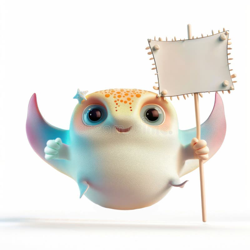 A Cheerful Stingray Gripping an Empty Sign, Great for Personalizing ...