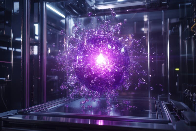 Creative Design of a Purple Energy Sphere Emerging from a High-tech ...