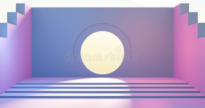 Creative Design of Purple Wall with Steps. 3d Render Stock Illustration ...