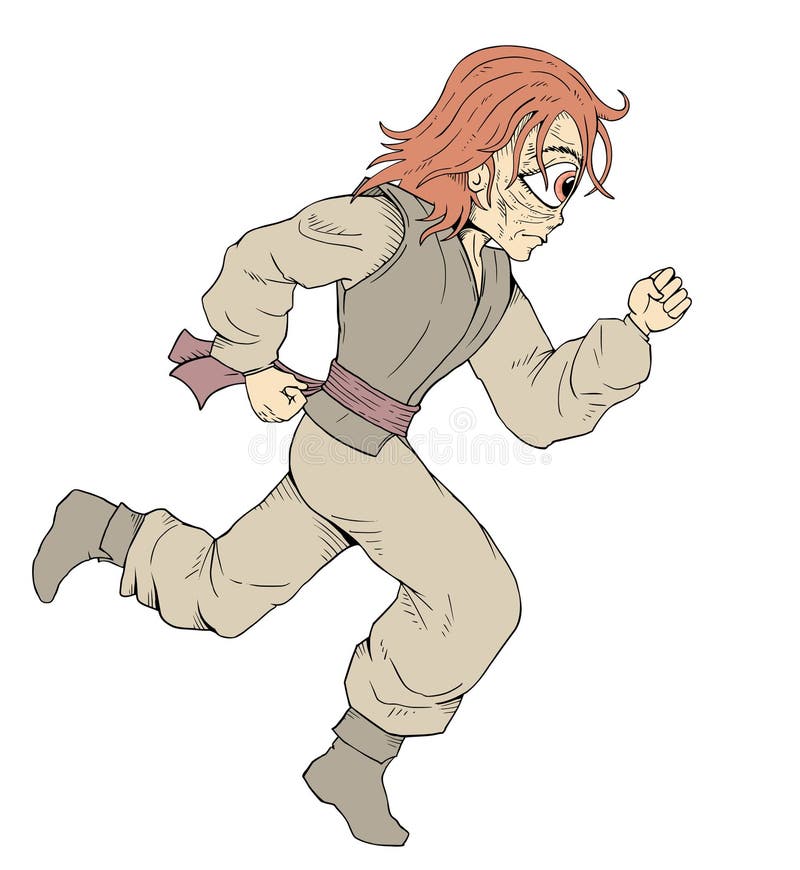 Running medieval man draw stock vector. Illustration of body - 309081045