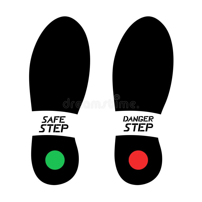 Safe and Danger Footstep Symbols Stock Vector - Illustration of track ...