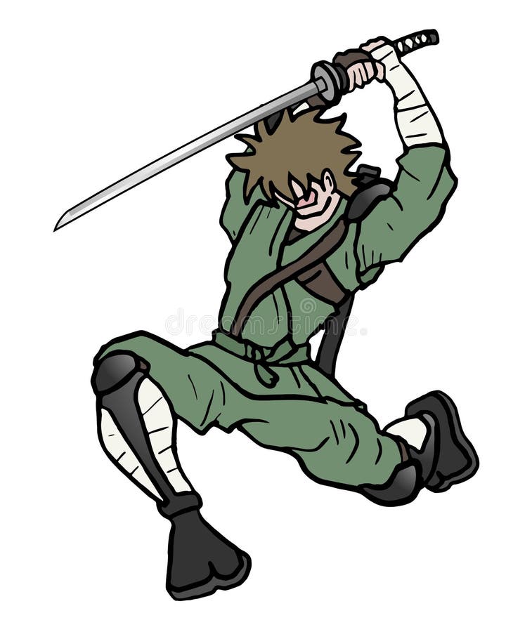 Samurai jumping draw stock vector. Illustration of danger - 137528504