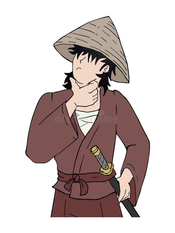 Samurai thinking draw stock vector. Illustration of oriental - 114517701