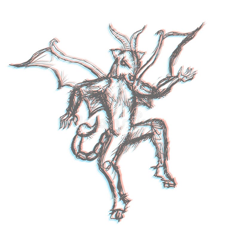 Satanic creature draw stock vector. Illustration of dark - 298422728