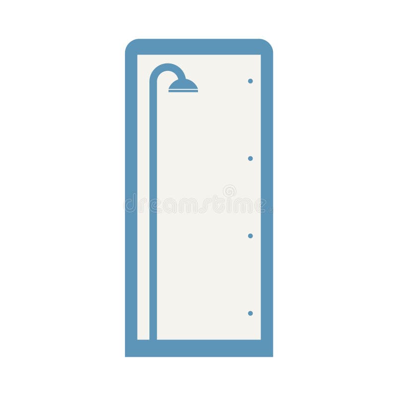 Shower Enclosure with Sliding Glass Doors. Outlined White Vector ...