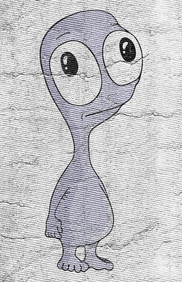 Small Alien Space Invader with a Big Head. Hand Drawn Stock Vector ...