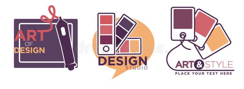 Creative Design Studio Logo Set Stock Vector - Illustration of ...