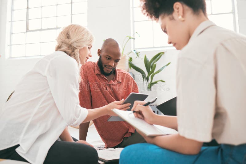 Creative Design Team Talking, Planning and Thinking while Brainstorming ...