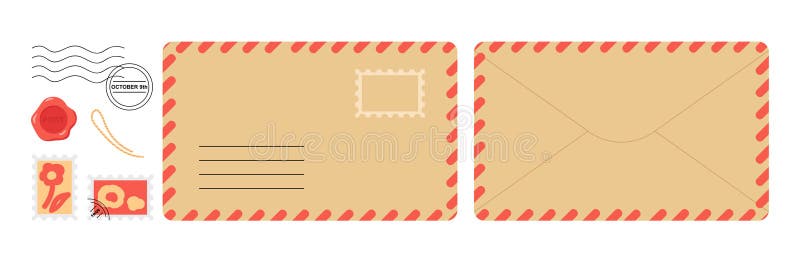 Creative Design of Vintage-style Envelopes with Stamps, Seals, and ...