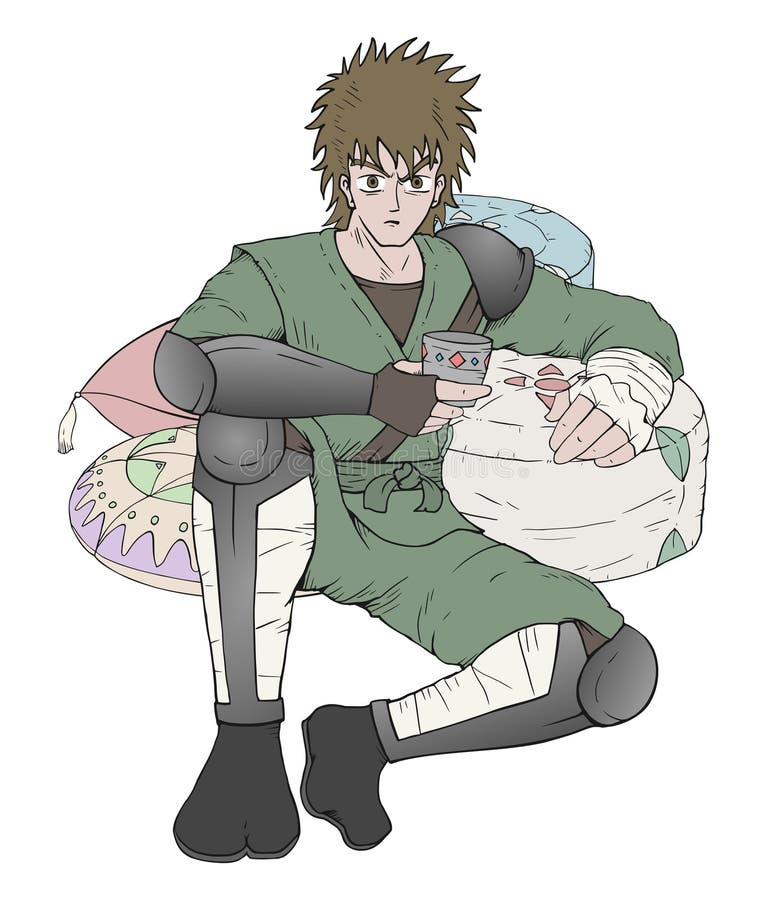 Warrior in relax moment stock vector. Illustration of sitting - 314199511