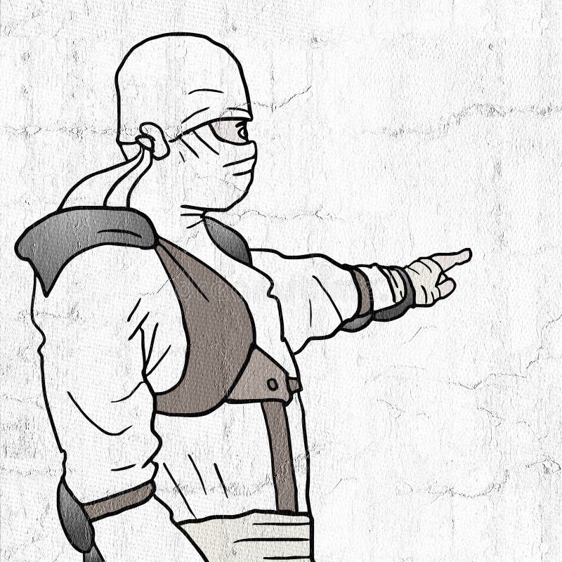 White ninja draw stock illustration. Illustration of japan - 108545659