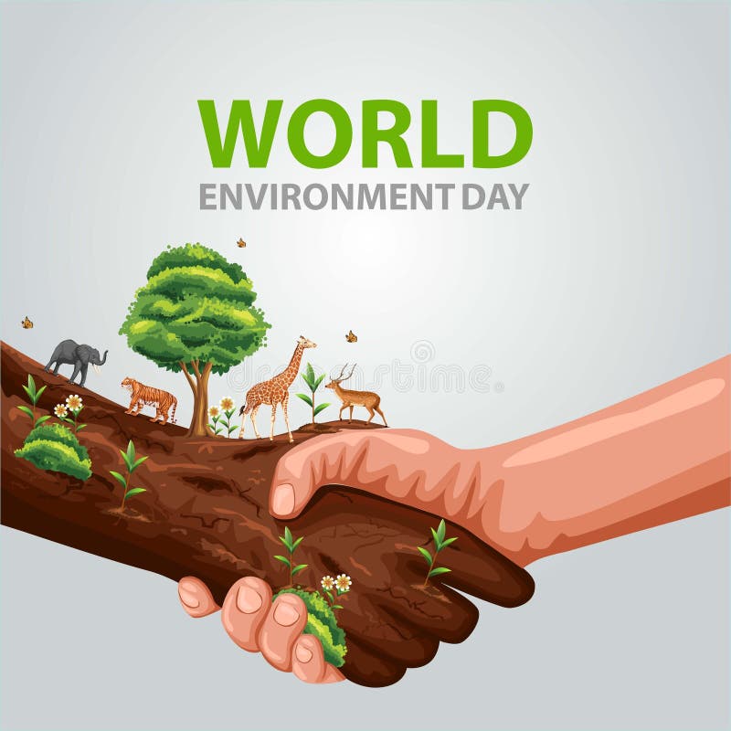 Creative Design World Environment and Earth Day Shake Hand with ...