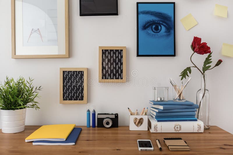Desk in the Creative Office Stock Photo - Image of plans, architectural ...
