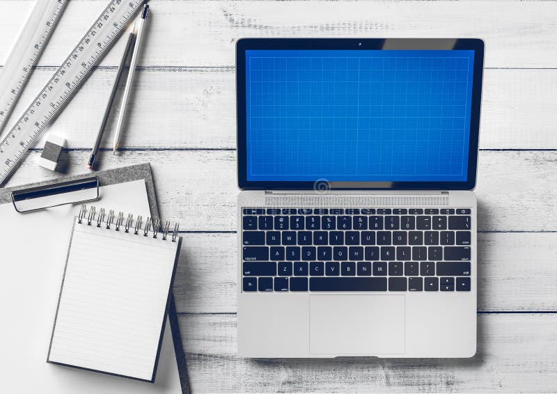 Creative Designer and Architect Desktop with Laptop and Stationery ...