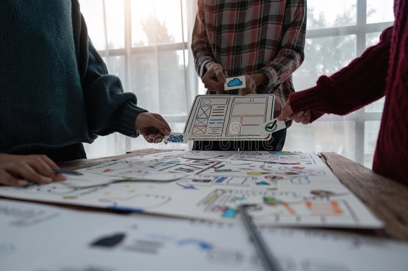 Creative Designer Choosing Color Samples for Mobile Responsive Website ...