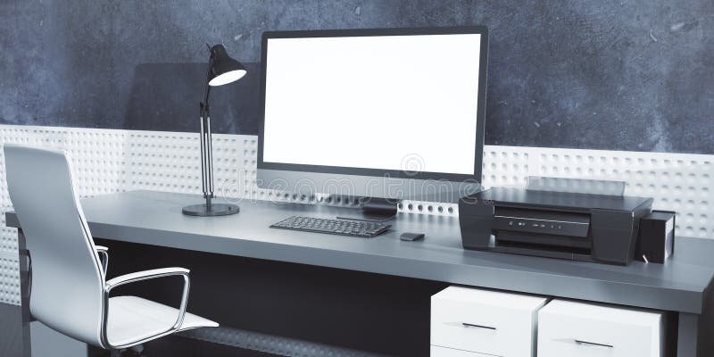 Creative Designer Desk with Empty Computer Stock Illustration ...