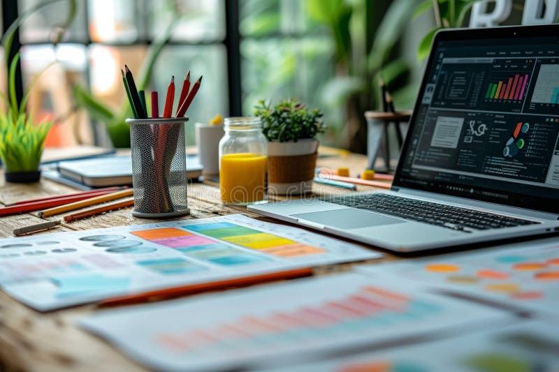 Creative Designer Desk, Minimal Designer Working Table with Laptop and ...