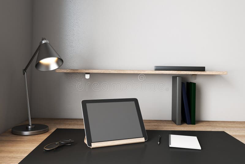 Creative Designer Desktop with Empty Computer Stock Illustration ...