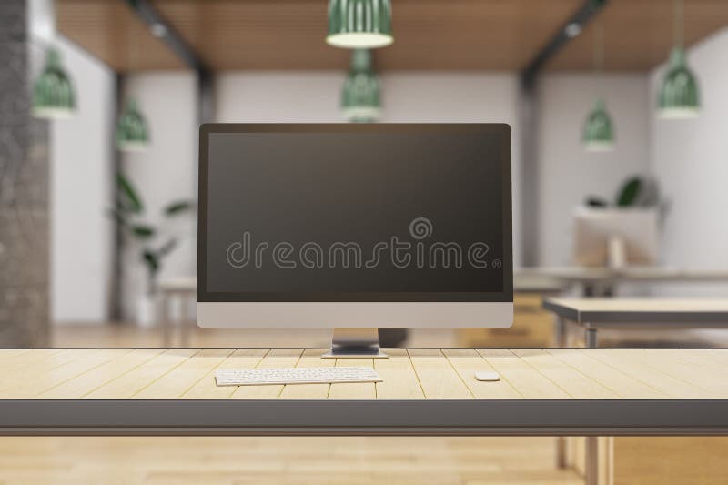 Creative Designer Desktop with Empty Mock Up Computer Montior, Supplies ...