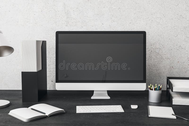 Creative Designer Desktop Mockup Editorial Stock Photo - Illustration ...