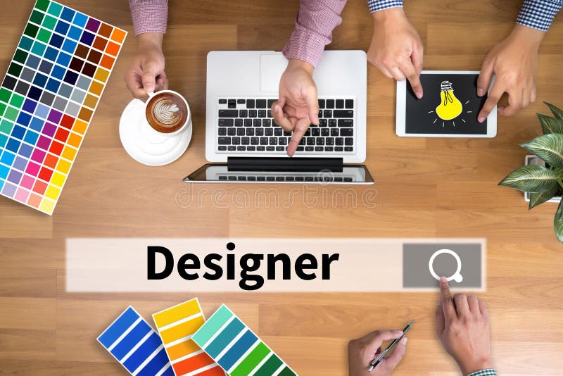 Creative Designer Graphic Designer at Work. Color Swatch Sample Stock ...