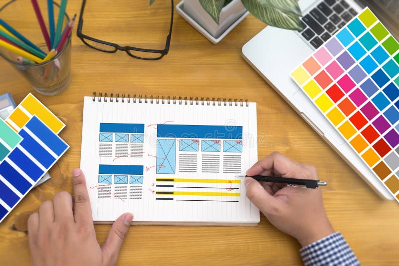 Creative Designer Graphic at Work. Color Swatch Samples, Illustrator ...