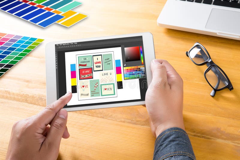 Creative Designer Graphic at Work. Color Swatch Samples, Illustrator ...