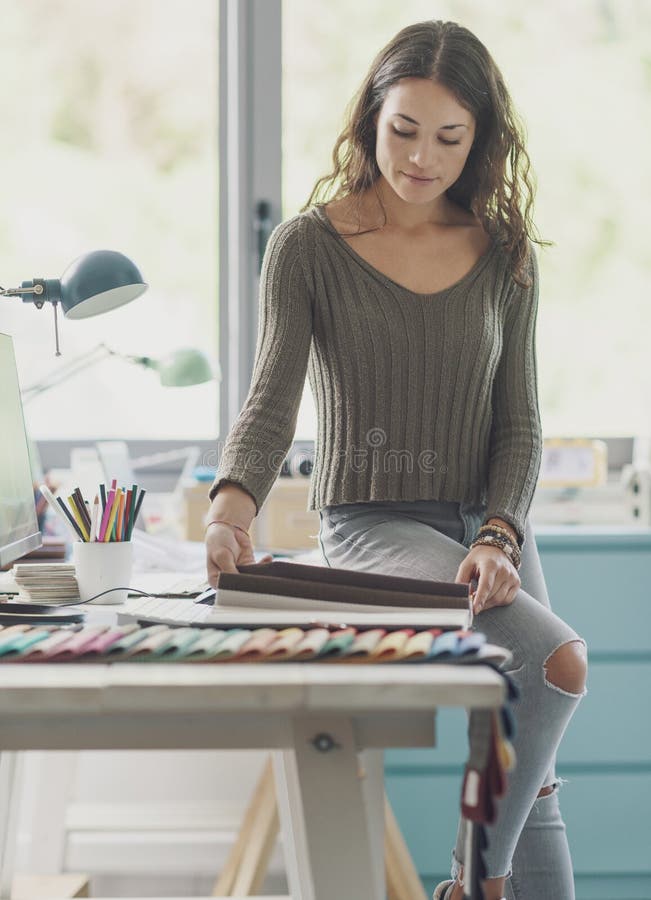 Creative Designer Picking Fabric Swatches Stock Image - Image of ...